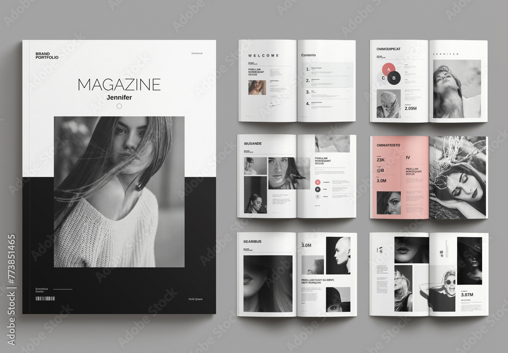 Jennifer Magazine Layout Stock Template | Adobe Stock