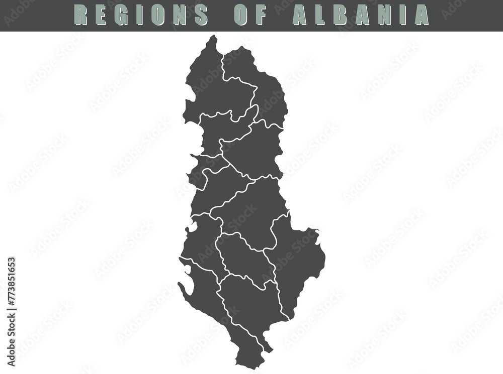 Albania country map. Map of Albania in gray color. Detailed gray vector ...