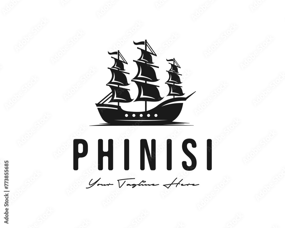 vintage old phinisi logo vector Stock Vector | Adobe Stock