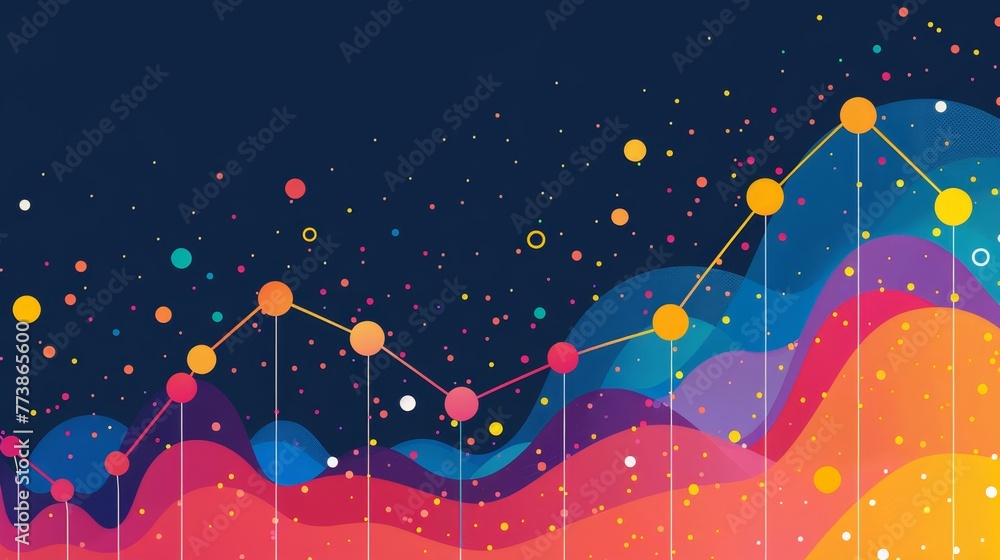 A colorful graph with many lines and dots. The graph is in the sky and ...