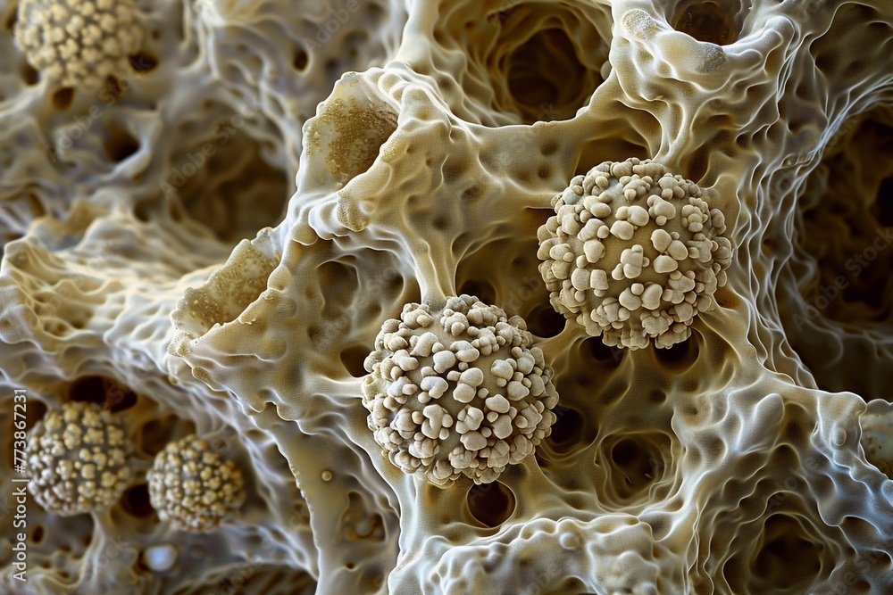 Human papillomavirus (HPV), magnified under a powerful electron ...