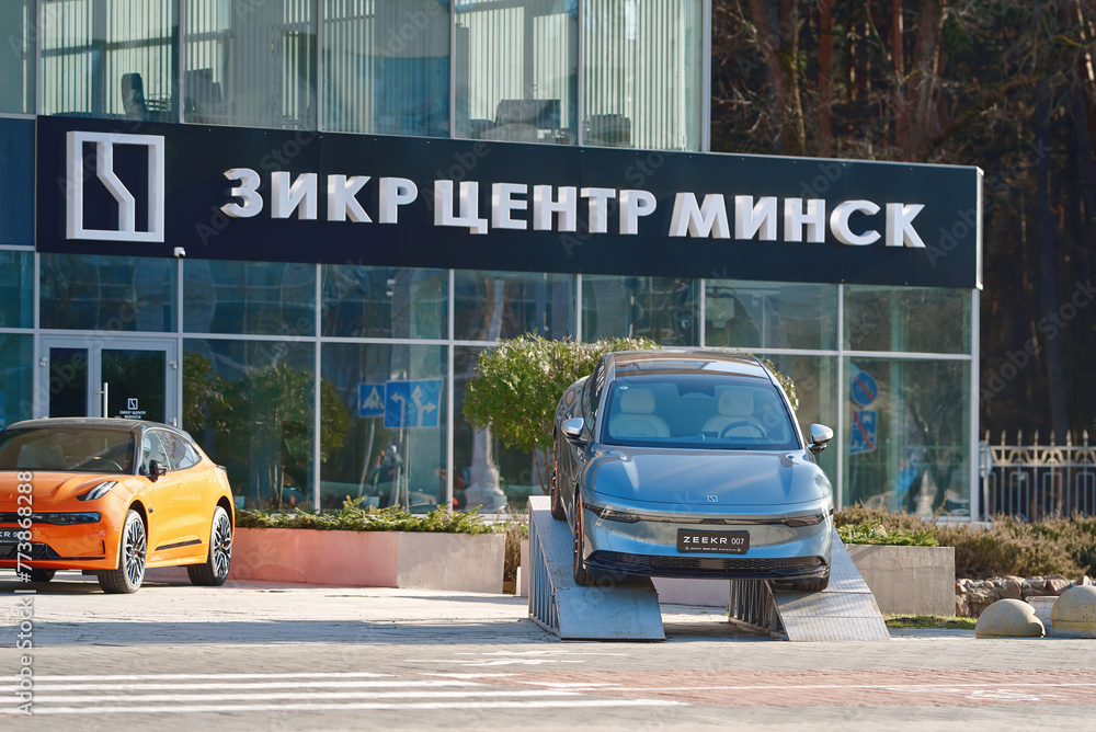 Minsk, Belarus. Mar 30, 2024. Zeekr 007 parked at car display ramp ...