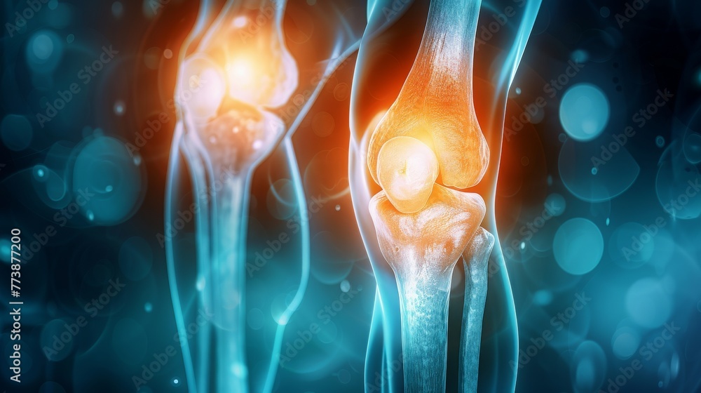 Knee Pain and Injury, Knee X-ray Anatomy, Emphasizing the Bones and ...