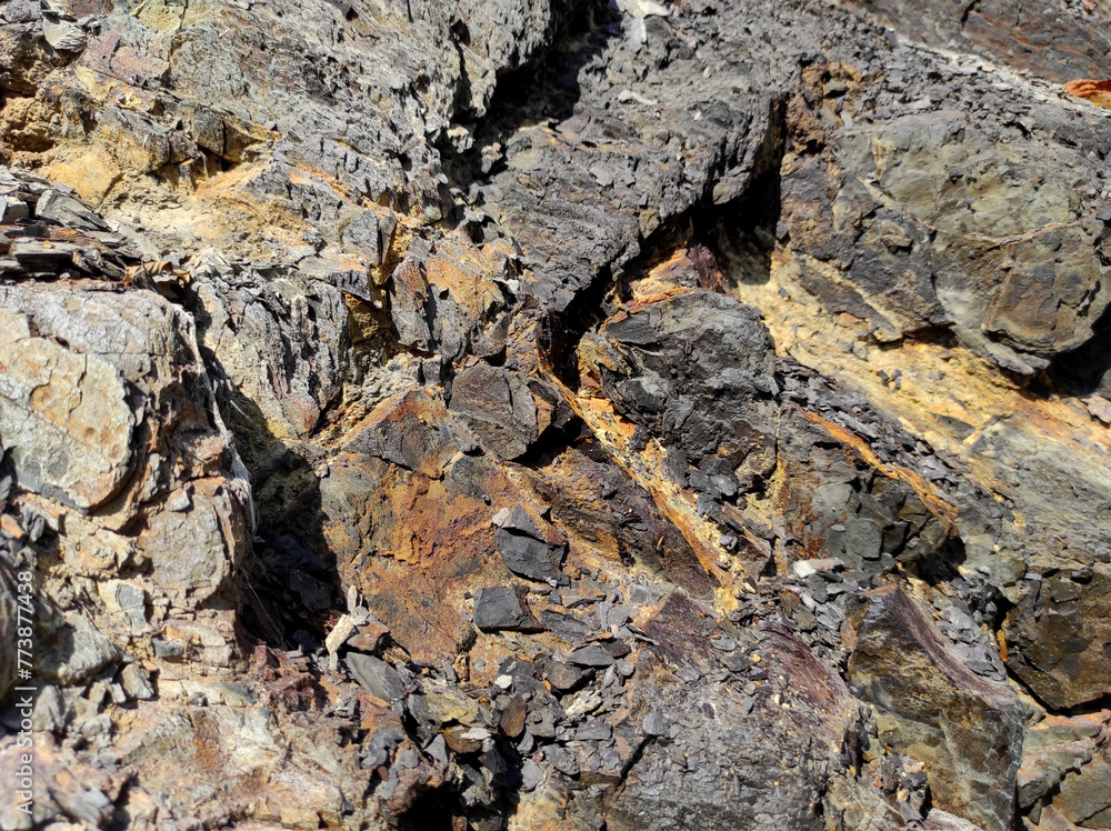 Geodesy. Stone texture. The rock is brown and red. Mineral background ...