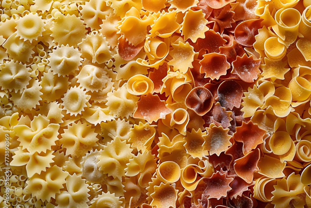 Assorted types of noodles, top view, background Stock Photo | Adobe Stock