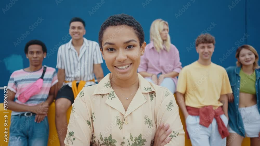 Multicultural group of teenager spending time outdoor. Multiethnic ...