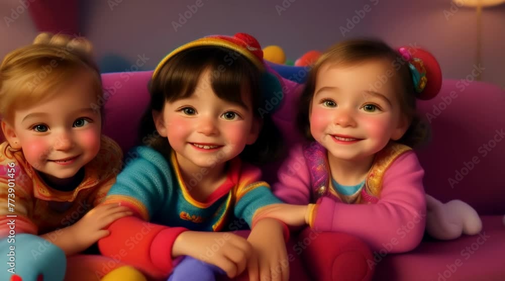animation, motion effect a cute little child, full of innocence and ...
