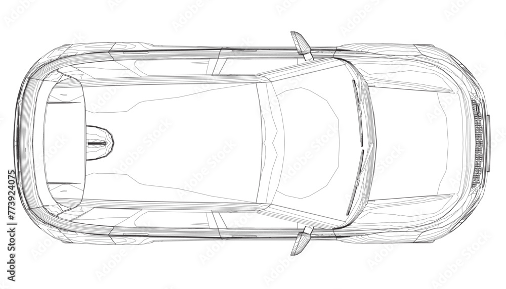 Modern SUV car outline. Top view of contour crossover vehicle isolated ...