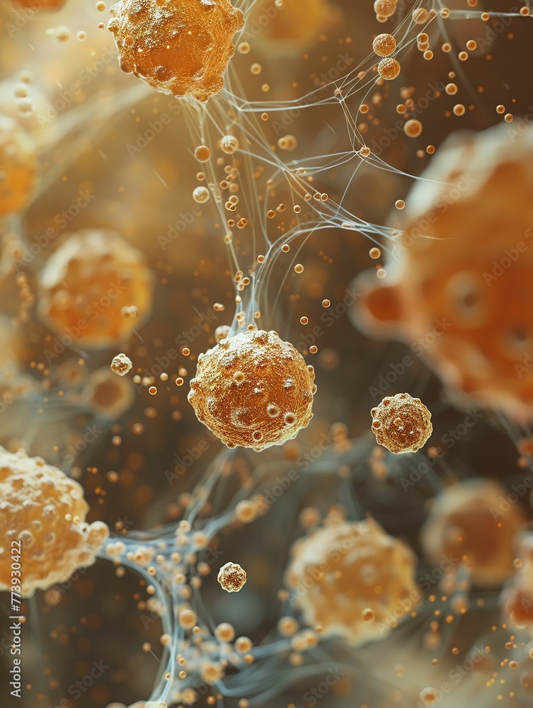 A detailed image of nanoparticles used in drug delivery systems with ...