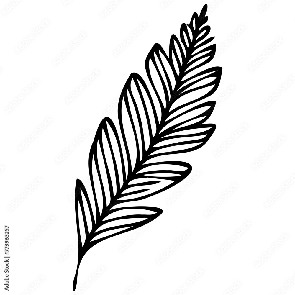 Hand drawn leaves line linear black strock Symbol visual illustration ... Hand drawn leaves line linear black strock Symbol visual illustration ...