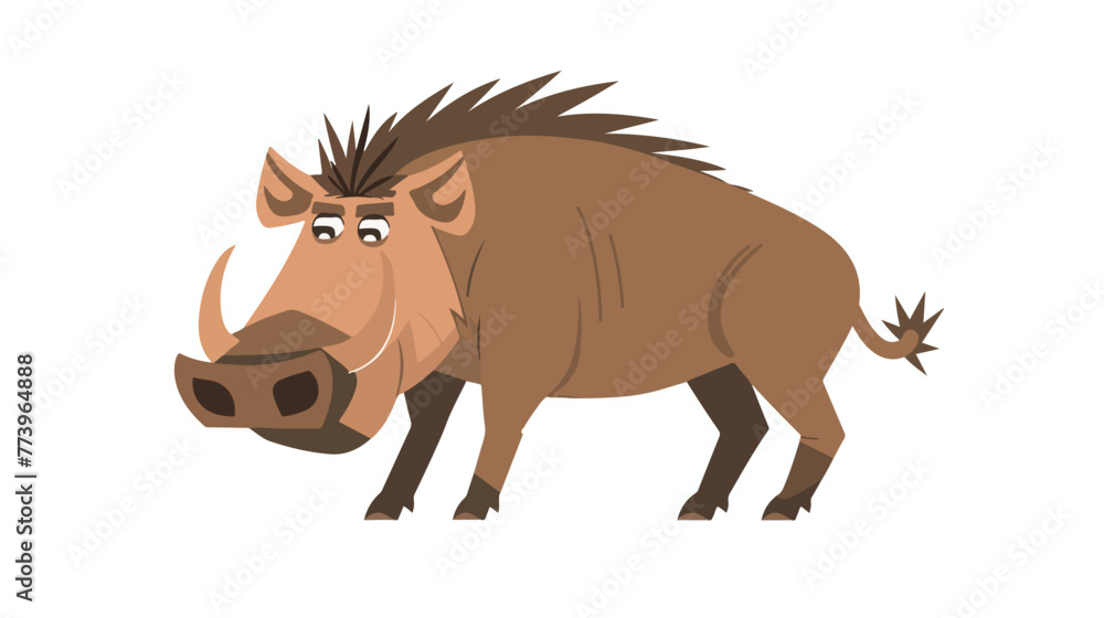 Cartoon warthog on white background flat vector isolated Stock Vector ...