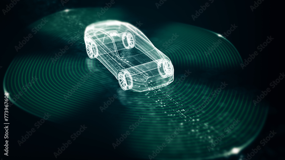 Advanced motion graphics illustrate an autonomous vehicle equipped with ...