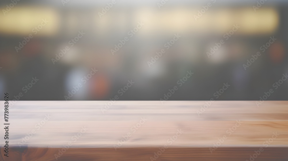 Elegant Wood Counter Office Background with Blurred Sci Fi Montage and ...