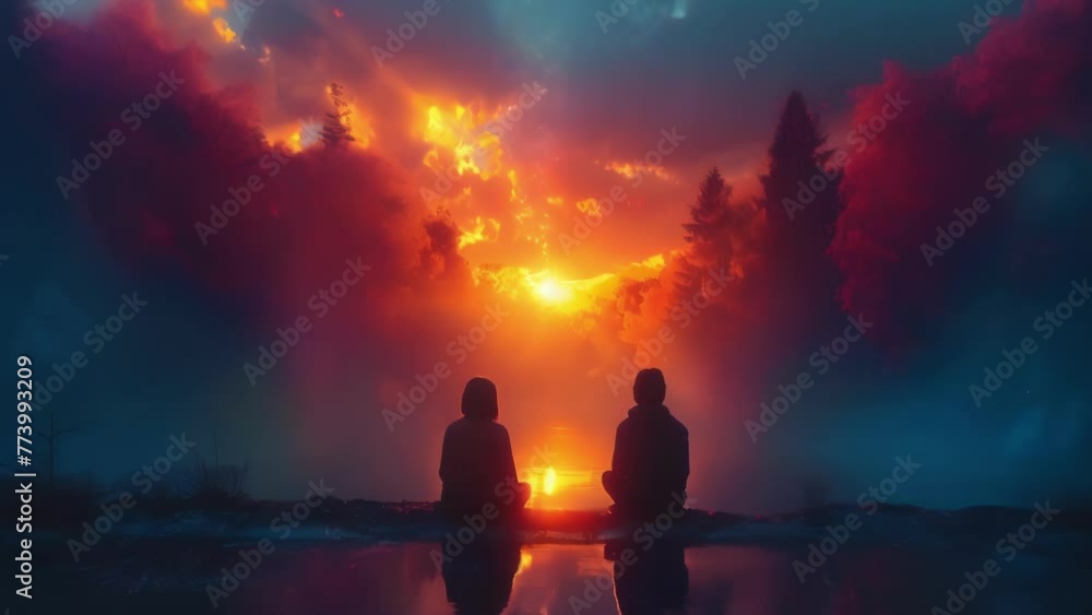 A photograph of two people sitting facing each other their hands ...