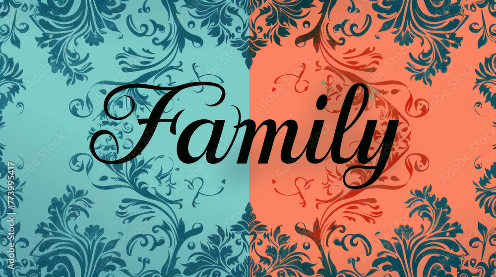 A single-colored background with the word "Family" stands proudly in ...