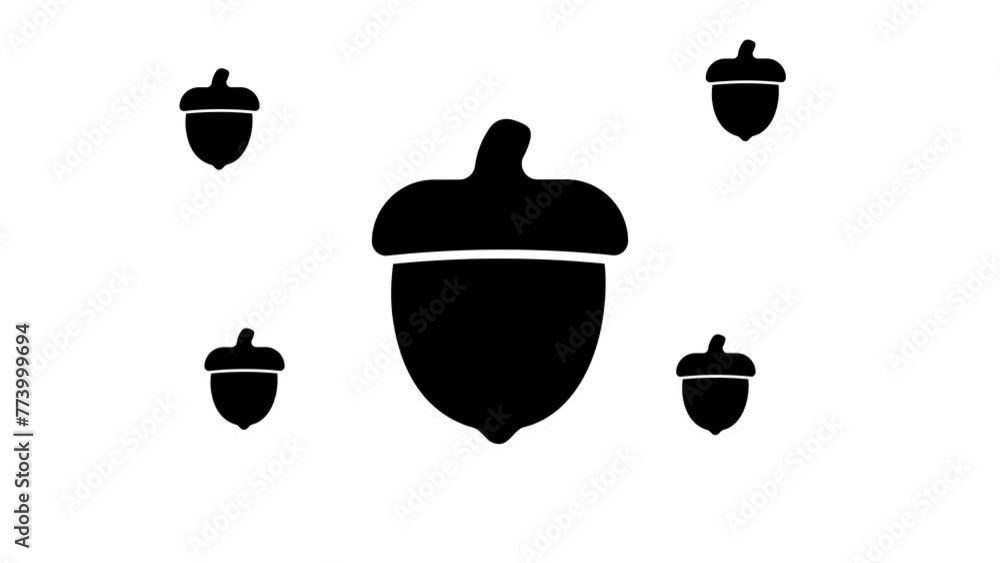 Zoom in and out animation the acorn symbol. Large black symbol in the ...