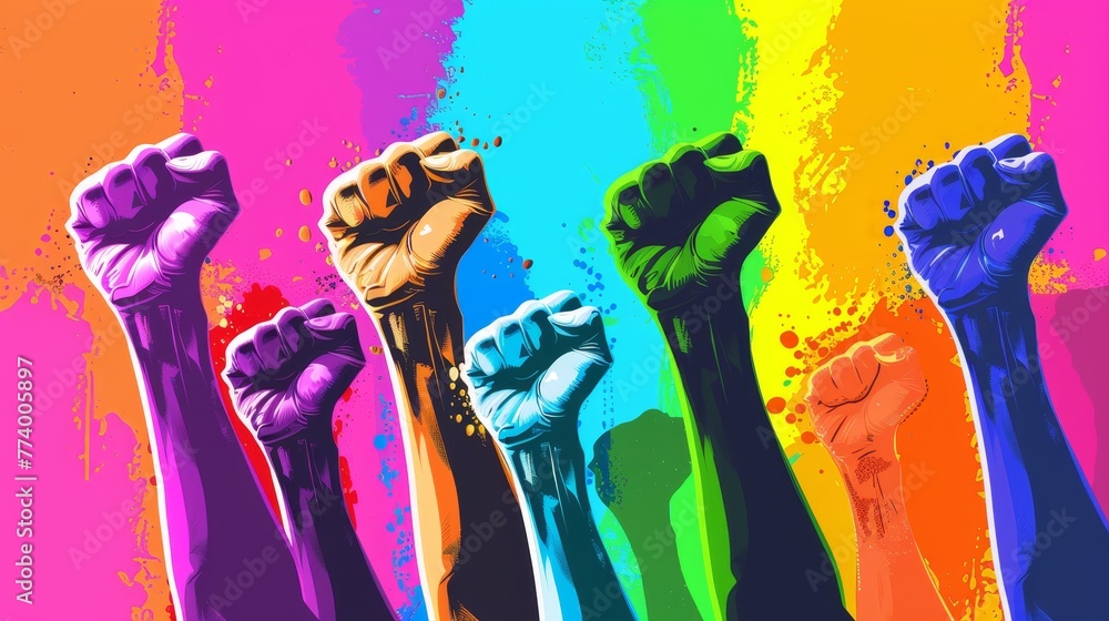 Colorful fists illustration equality campaign blm movement social media ...