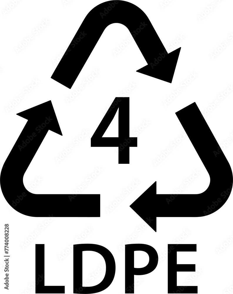plastic recycling symbol LDPE 4, plastic recycling code LDPE 4, RIC ...