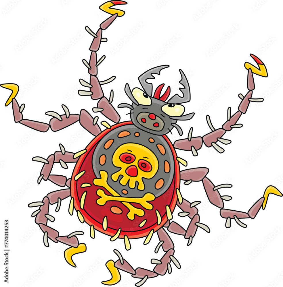 Ghastly and very dangerous bloodsucking tick pirate with a skull and ...