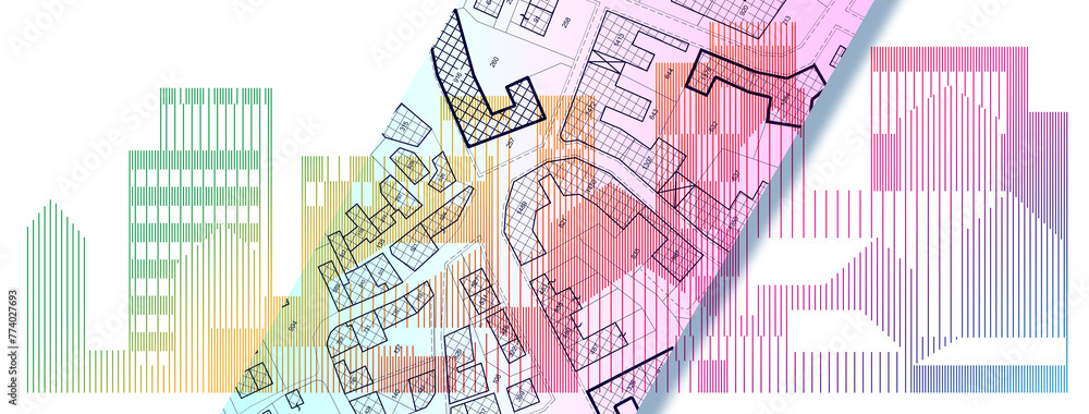Cityscape concept with an imaginary General Urban Plan with zoning ...