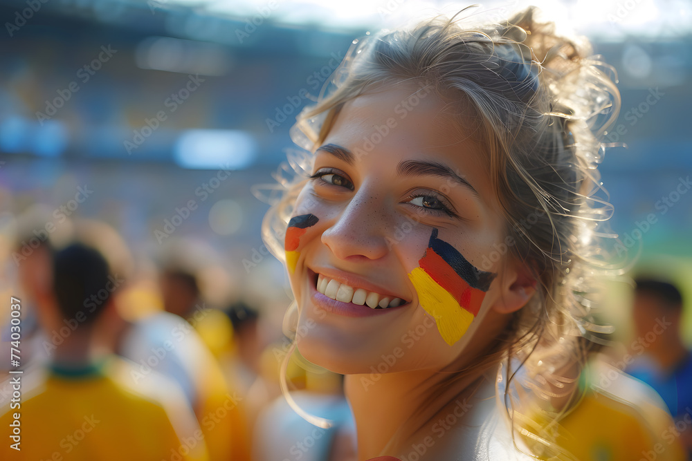 joyful German fan at the stadium Stock Photo | Adobe Stock