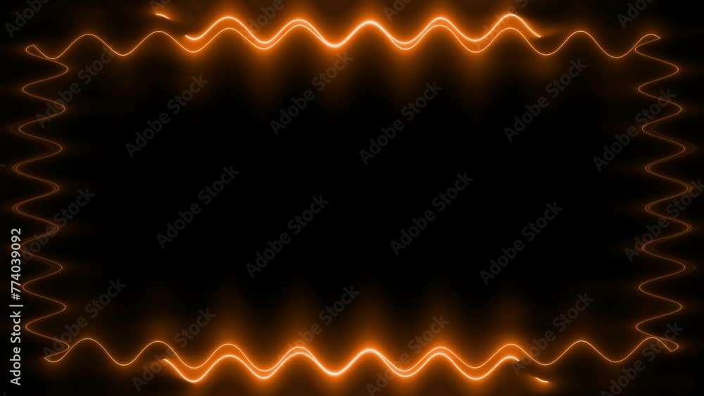Frame, long wavy rectangular horizontal laser interpenetrating fiery ...