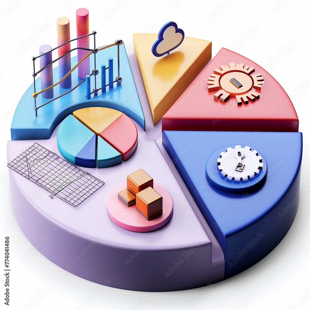 3D render icon Pie chart showing the Earths climate with labeled ...