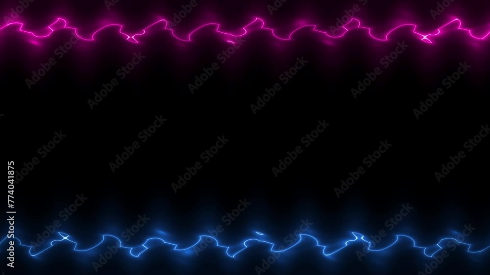 Neon fading and fading glowing wavy blue pink perpendicular horizontal ...