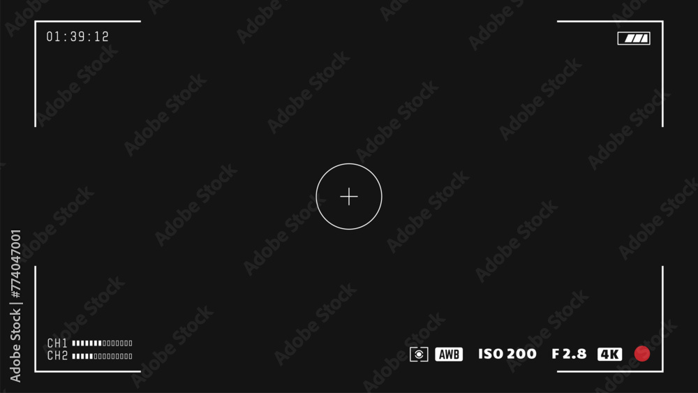 Video camera viewfinder overlay. 16:9 full hd format of frame template ...