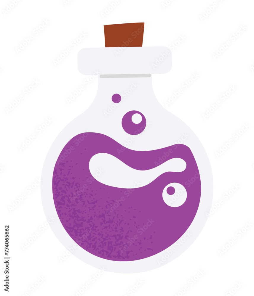 Cute cartoon purple magic potion, hand drawn vector illustration ...