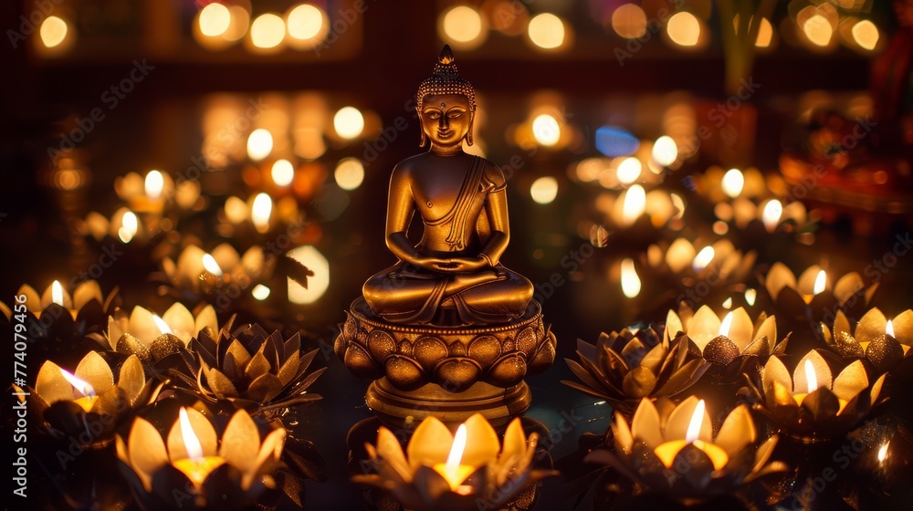 The illumination of lamps and candles, signifying the dispelling of ...