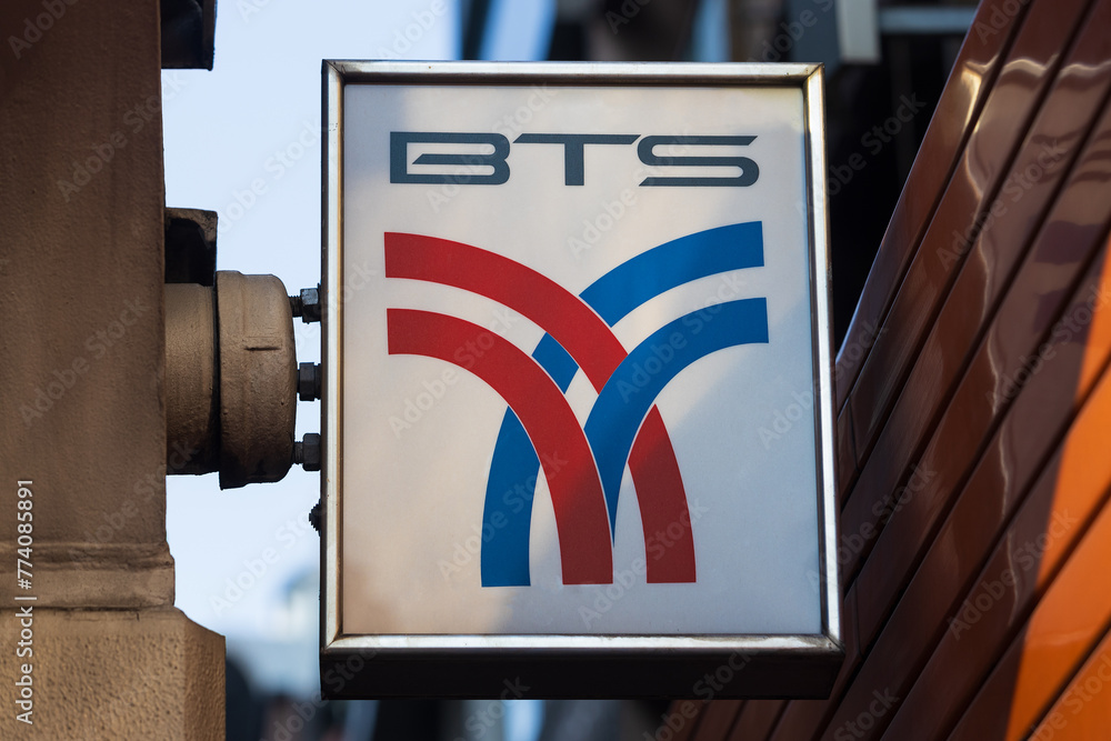 Bangkok, Thailand - 28 December, 2023: Close up of BTS logo. Bangkok ...