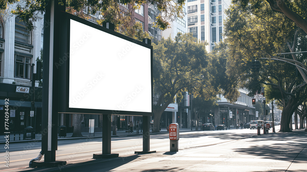 mockup blank billboard white space.Blank billboard on the street ...
