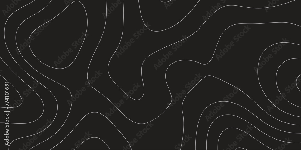 Black and white pattern. Topographic map background. Abstract wave ...