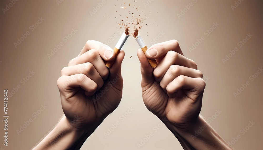 No tobacco day with hands breaking a cigarette for powerful visual ...