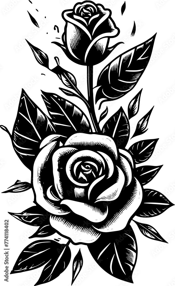 rose sketch vector art Stock Vector | Adobe Stock