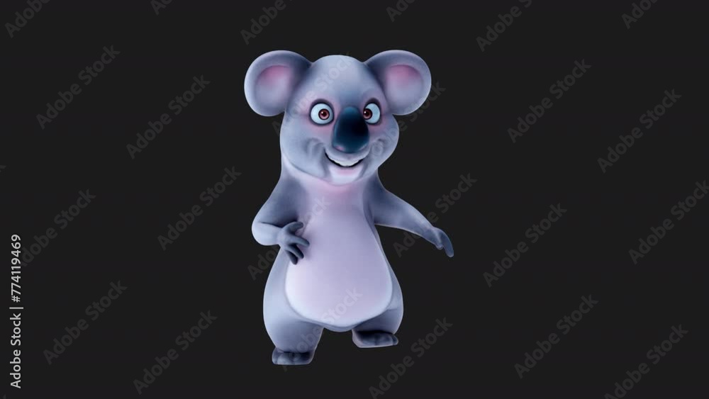 Fun 3D cartoon koala dancing (with alpha channel included) Stock Video ...