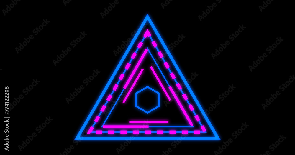 Loading data HUD triangle interfaces illustration. Technology colorful ...