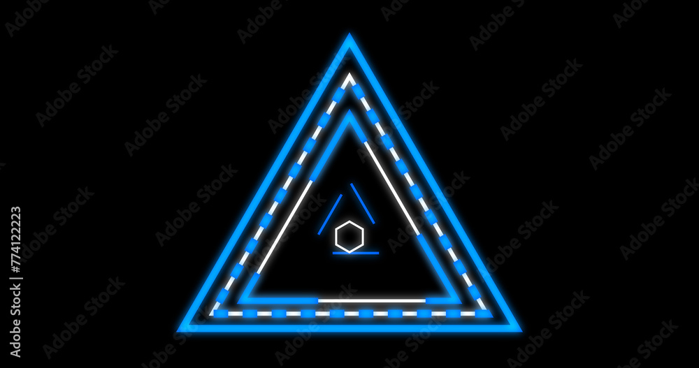 Loading data HUD triangle interfaces illustration. Technology colorful ...