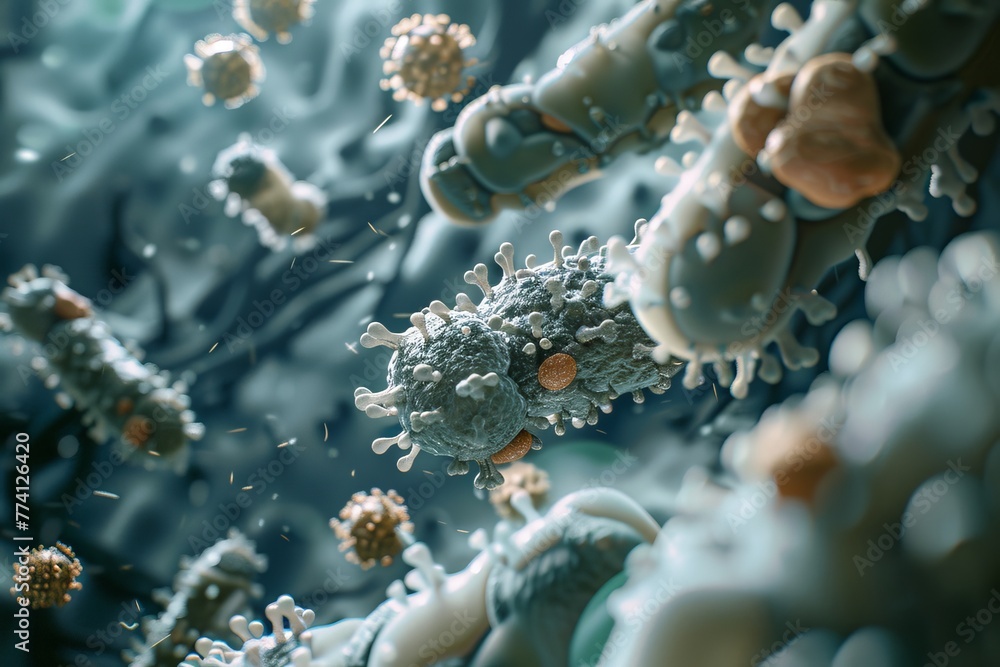 Close up of Oral Bacteria and Viruses when viewed under a microscope ...