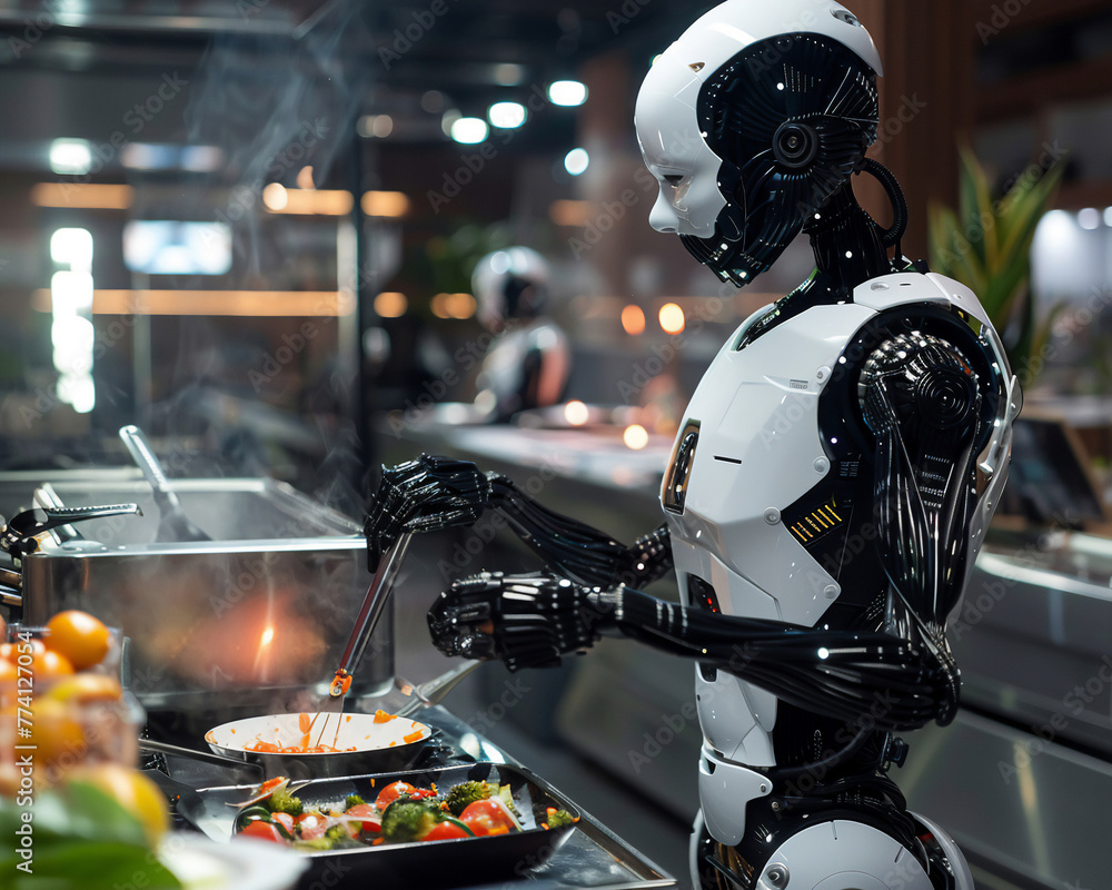 Humanoids engaging in competitive cooking shows, where taste is judged ...