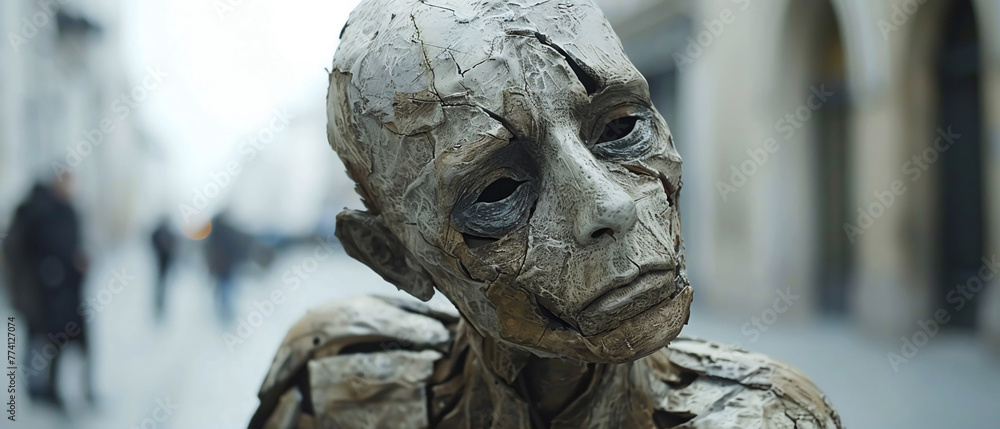 Humanoid street performers mimicking human habits and emotions ...