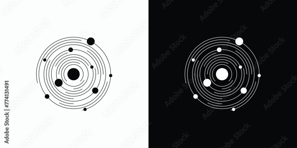 Galaxy vector logo design full of stars and planets in a modern, simple ...