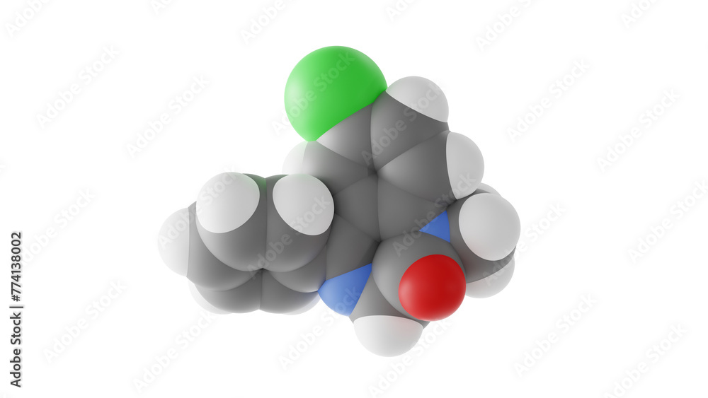 diazepam molecule, valium, molecular structure, isolated 3d model van ...