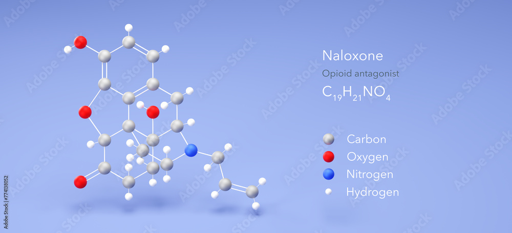 naloxone molecule, molecular structures, opioid antagonist, 3d model ...
