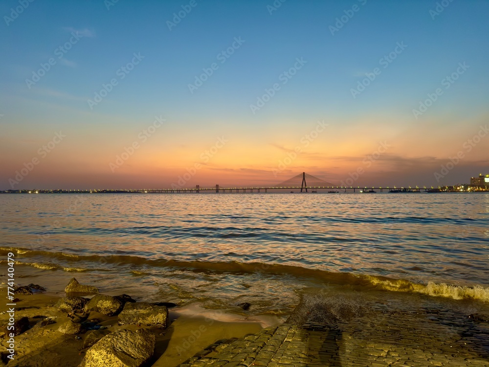 Bandra Worli Sea Link During a beautiful sunset Stock Photo | Adobe Stock