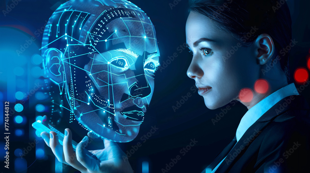 artificial intelligence concept, businesswomen using smartphone ...