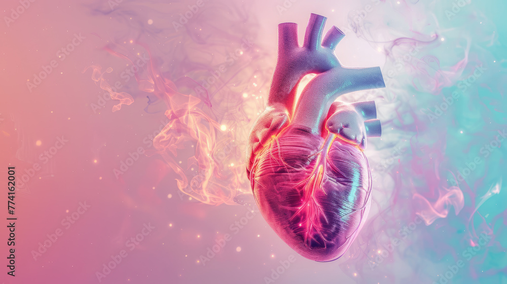 Heart over the pink background, medical concept heart beat health ...