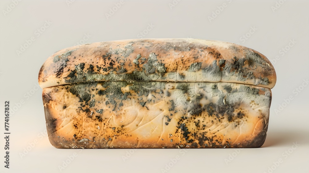 Moldy Bread on a Neutral Background Demonstrates Food Spoilage. Health ...