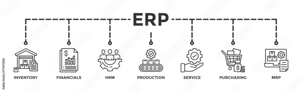 ERP banner web icon illustration concept for enterprise resource ...